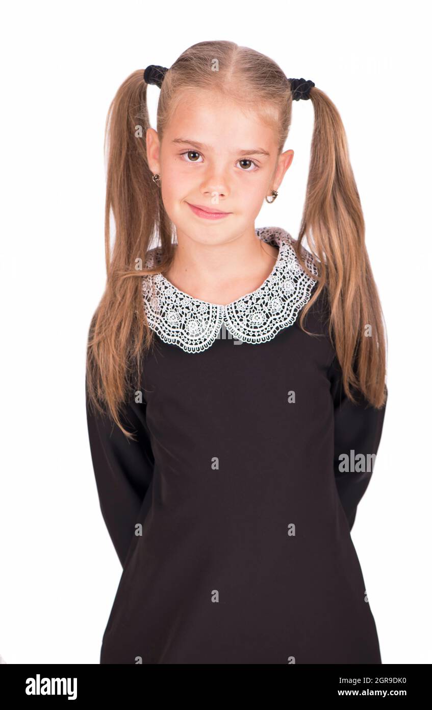 Caucasian child girl isolated on white background Stock Photo - Alamy