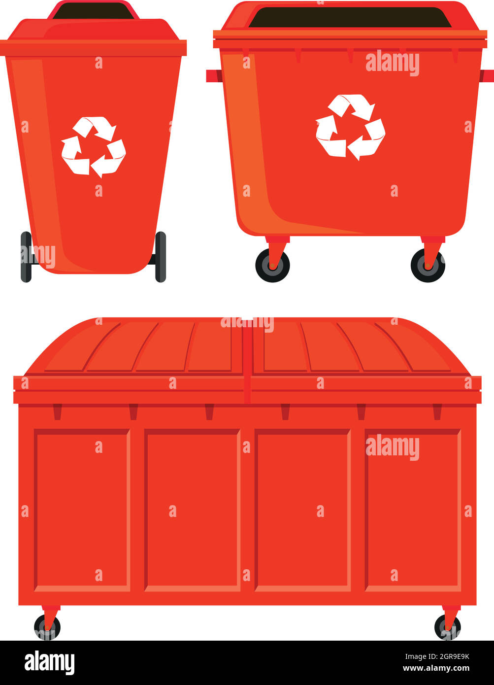 Three red rubbish bins Stock Vector Image & Art - Alamy