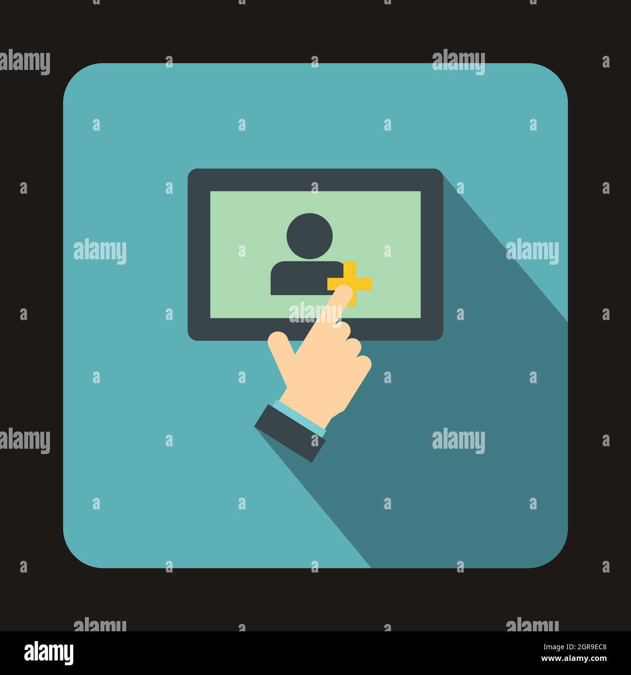 Hand pointing finger to tablet screen icon Stock Vector Image & Art - Alamy