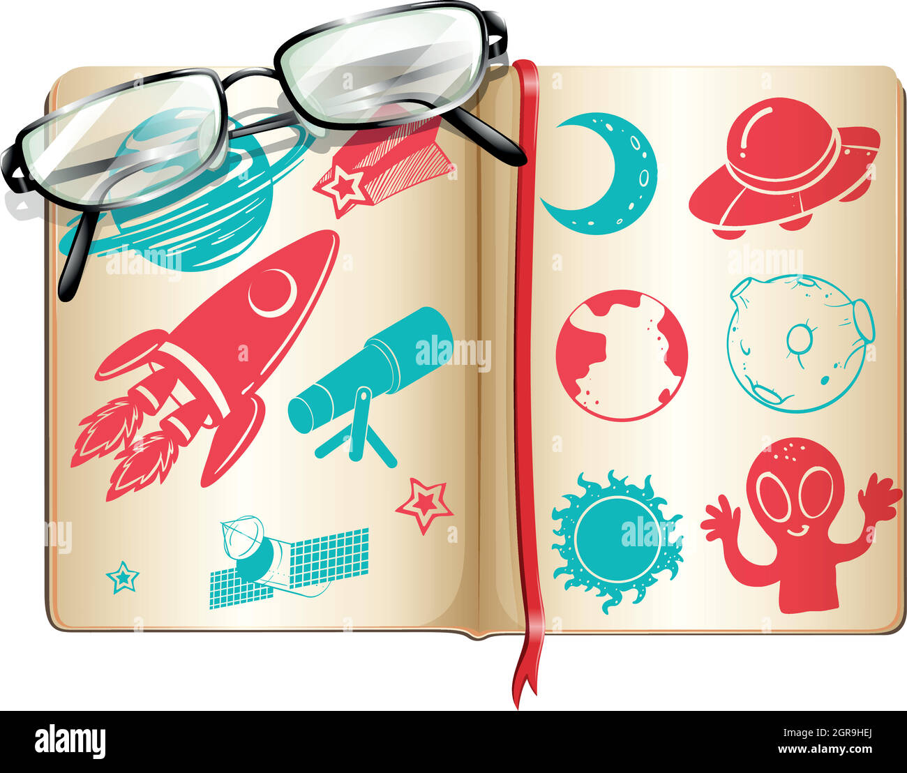 Book full with science symbols Stock Vector Image & Art - Alamy