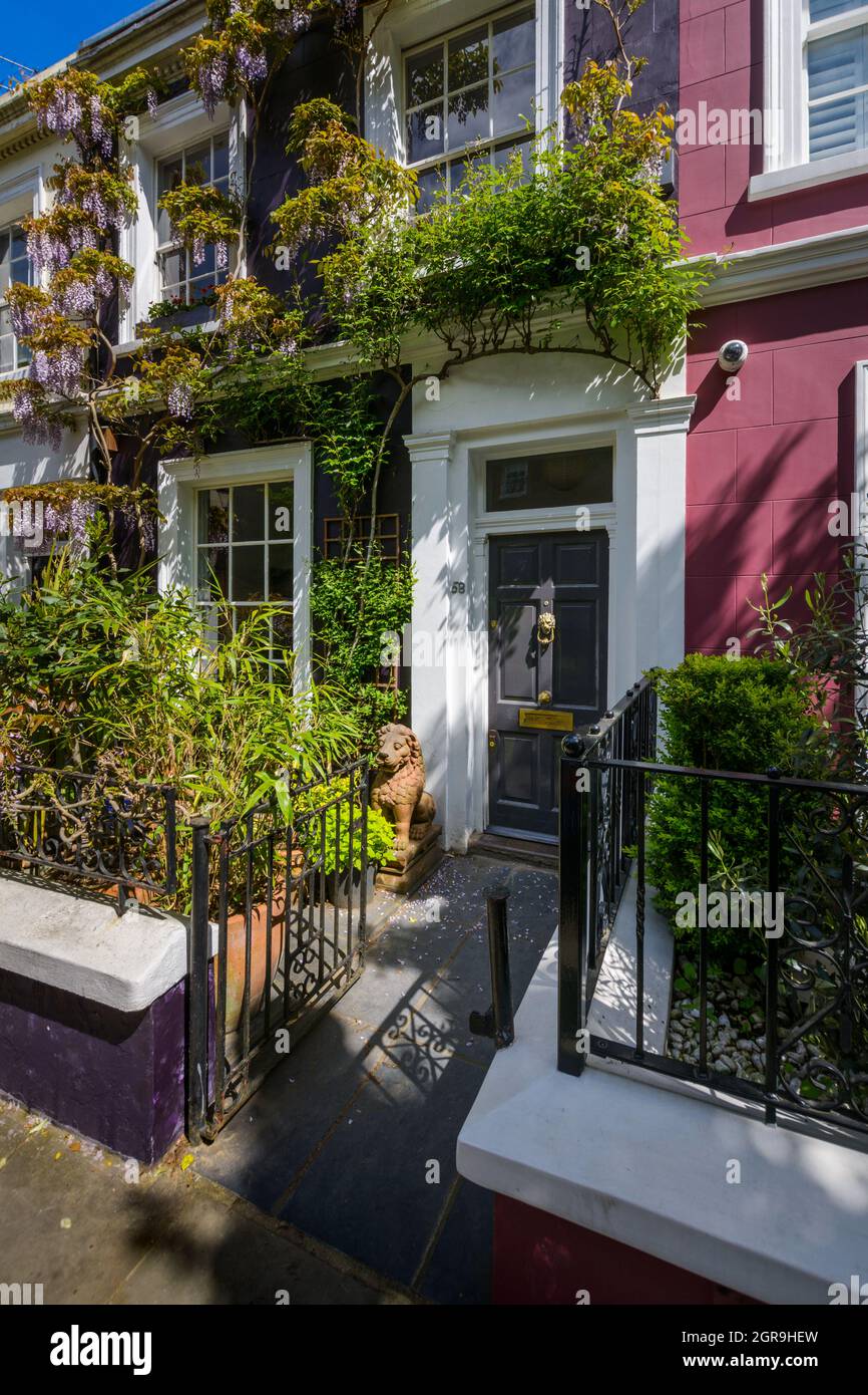 Colored houses in Notting Hill district at London, United Kingdom Stock ...
