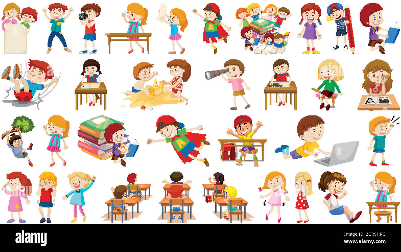 Set of cute kids cartoon character Stock Vector Image & Art - Alamy