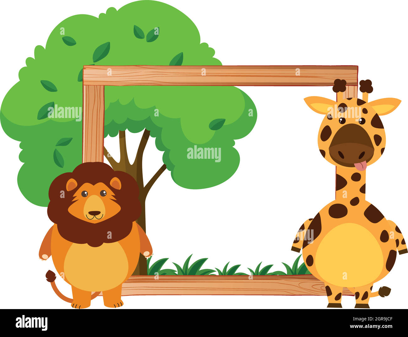 Border template with lion and giraffe Stock Vector Image & Art - Alamy
