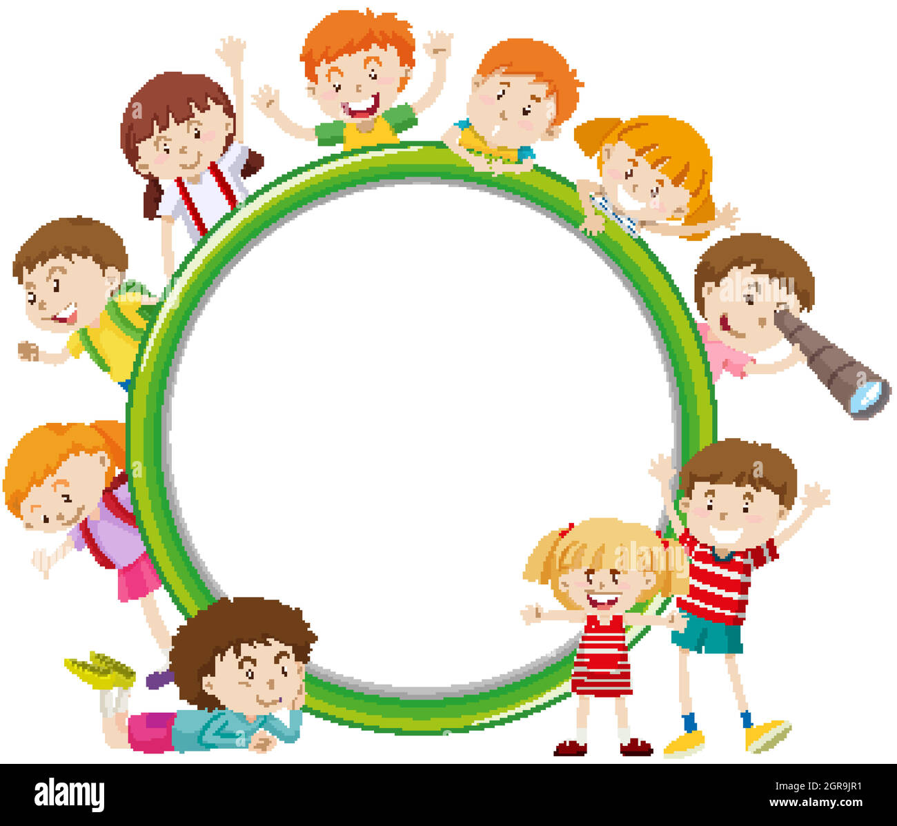 Frame template with happy kid Stock Vector Image & Art - Alamy