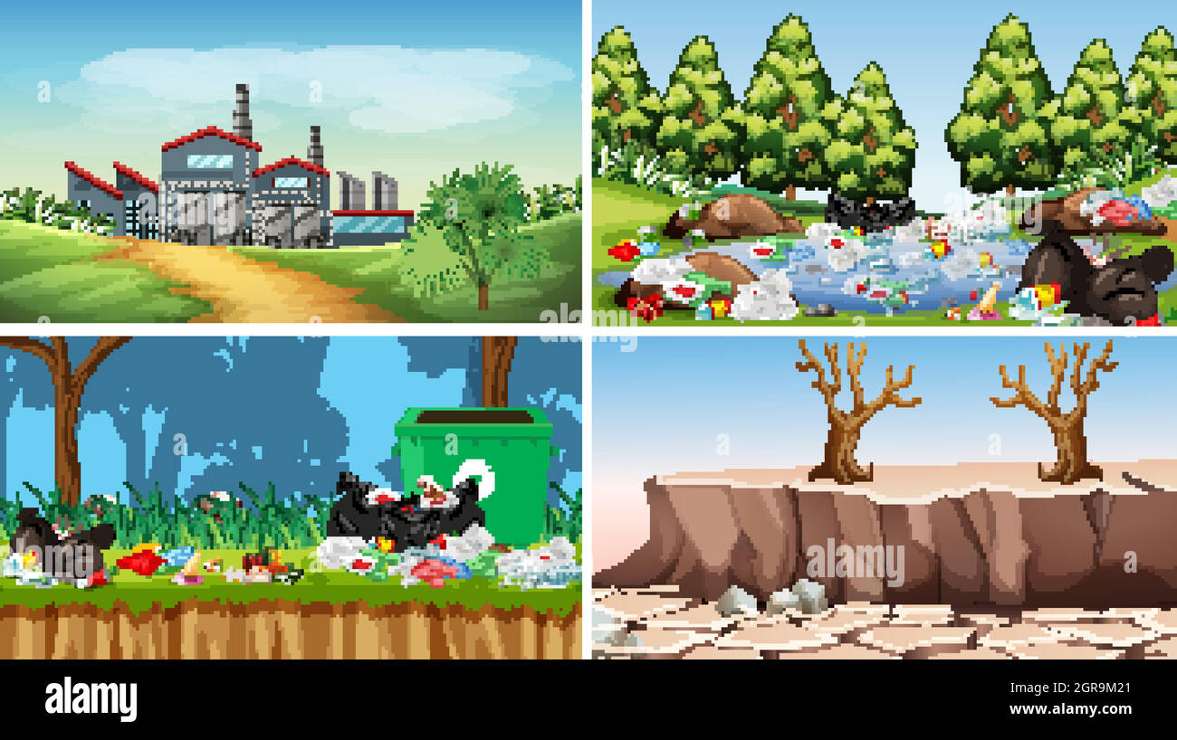 Set of polluted scenes Stock Vector Image & Art - Alamy