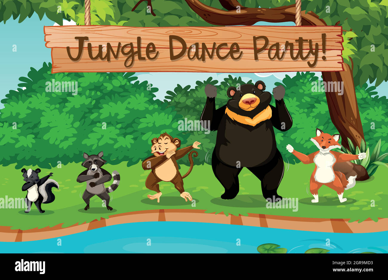 Animals and jungle dance party Stock Vector Image & Art - Alamy