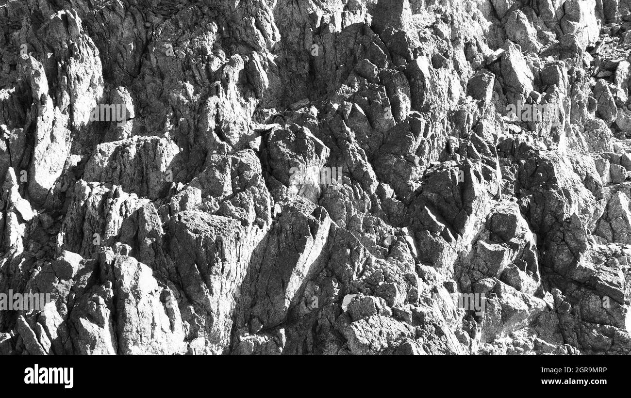 Rock formation and desert view Black and White Stock Photos & Images ...