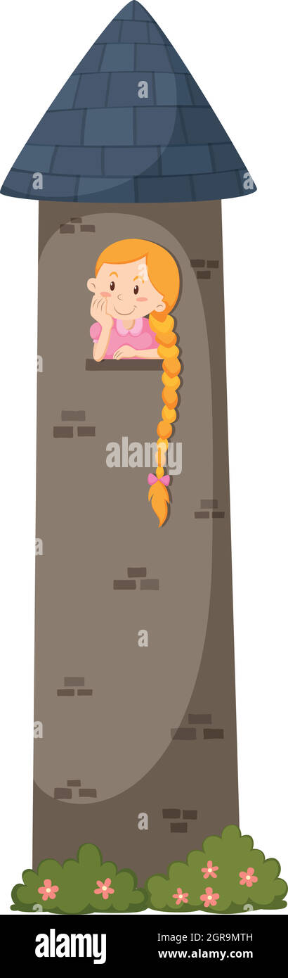 Girl sitting in tall tower Stock Vector Image & Art - Alamy