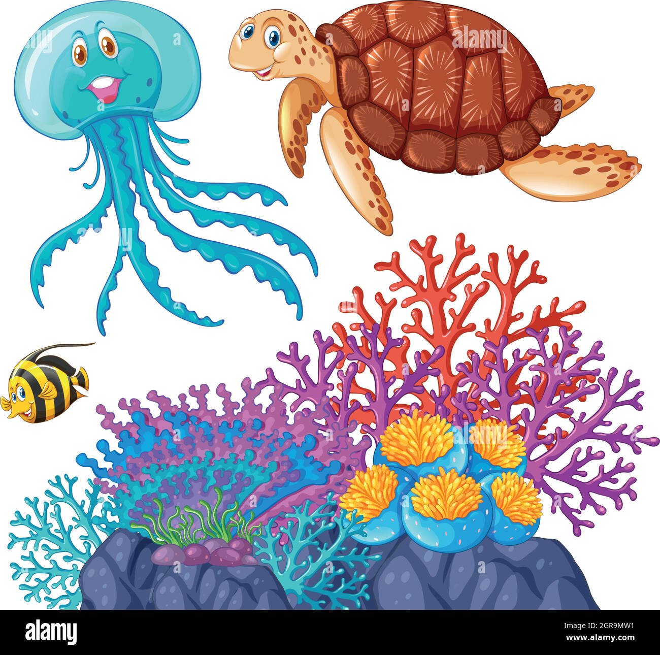 Sea animals and coral reef Stock Vector Image & Art - Alamy