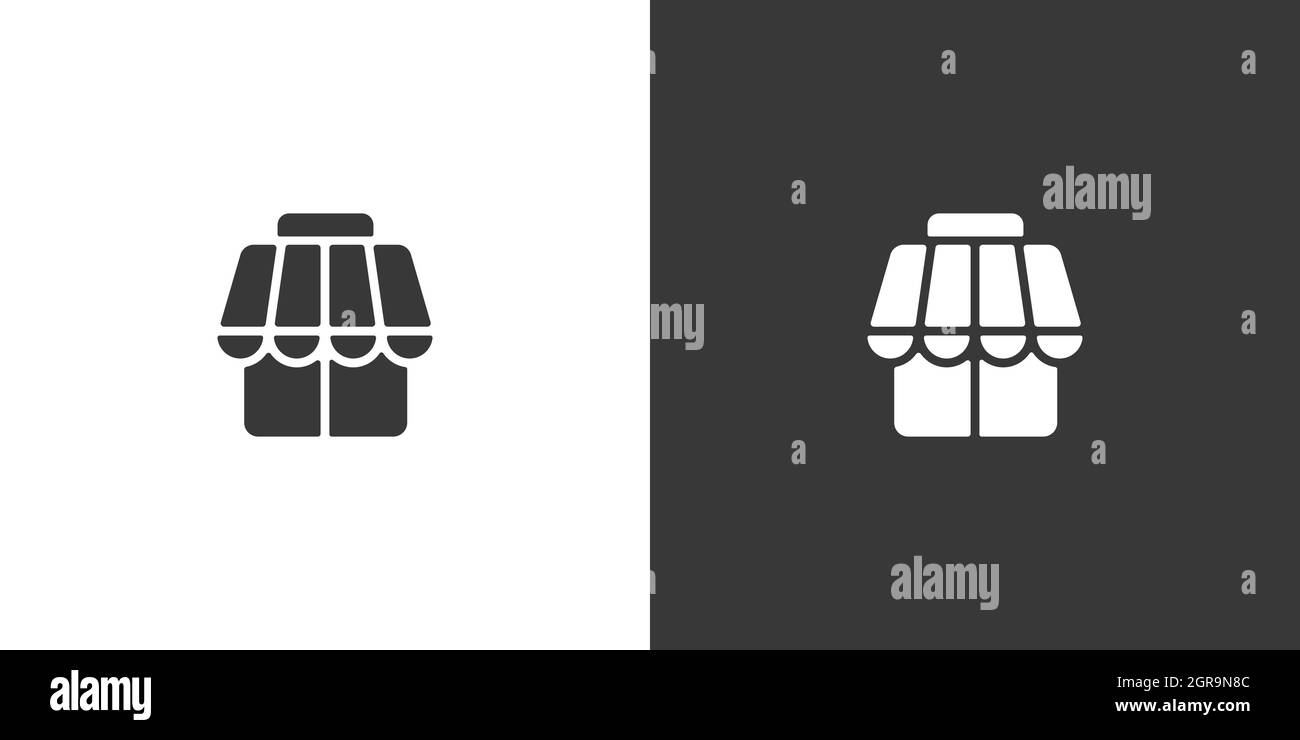 Shop building. Simple store. Isolated icon on black and white ...