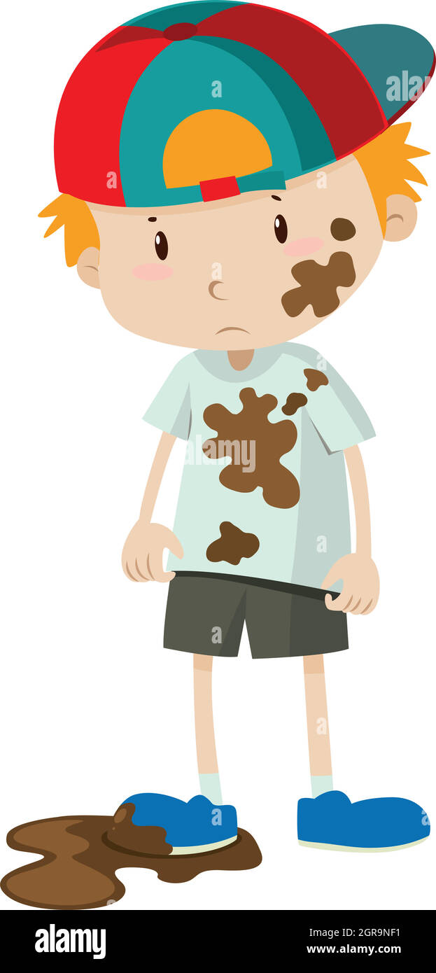 Little boy wearing dirty clothes Stock Vector Image & Art - Alamy