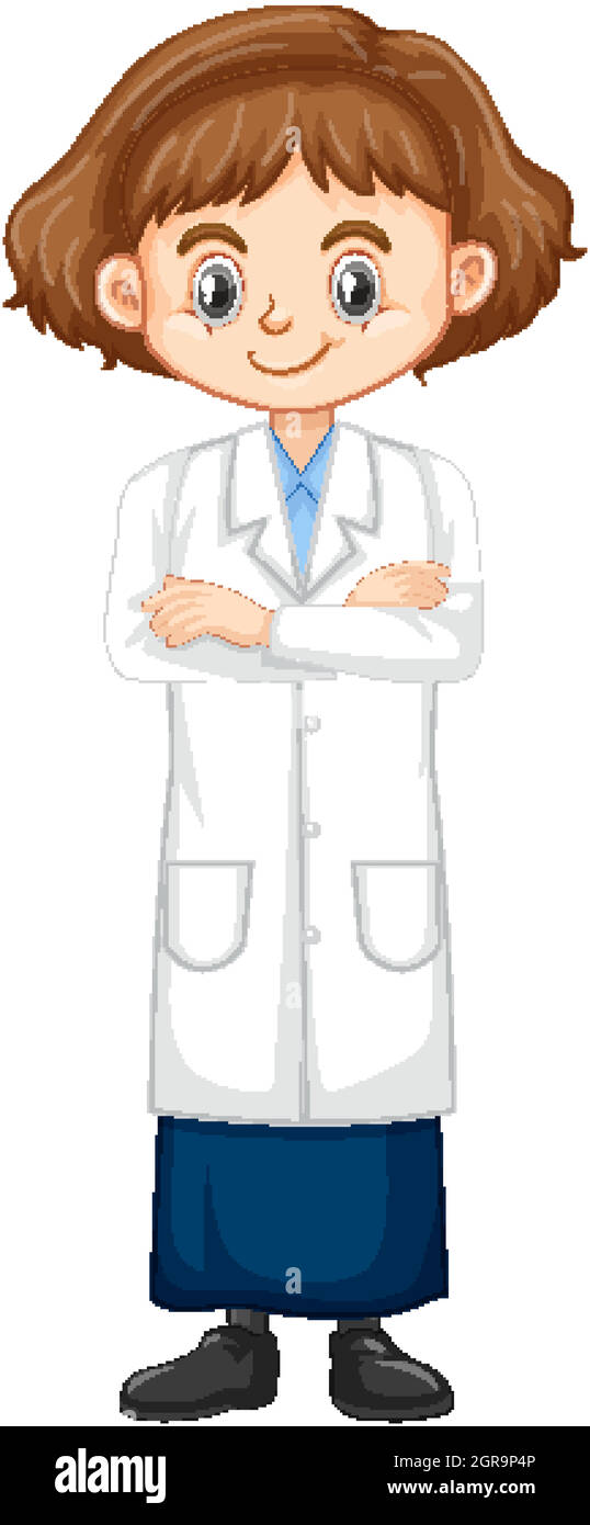 Girl in science gown standing on white background Stock Vector Image ...