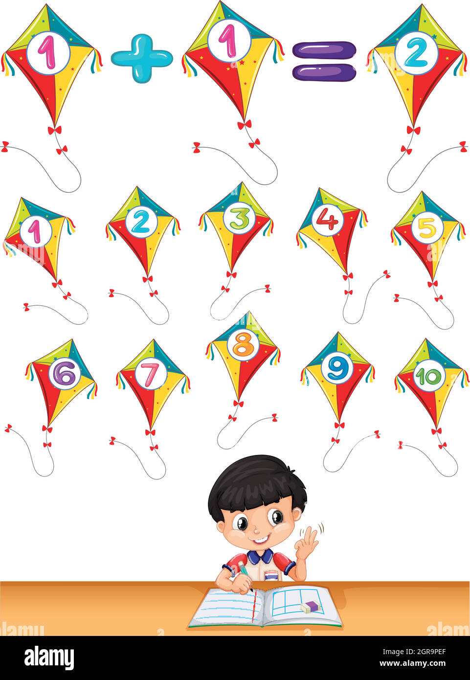 Boy counting and calculating on the desk Stock Vector Image & Art - Alamy