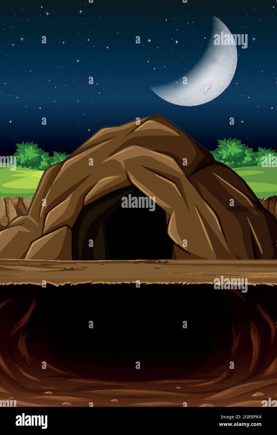 Night time cave scene Stock Vector Image & Art - Alamy