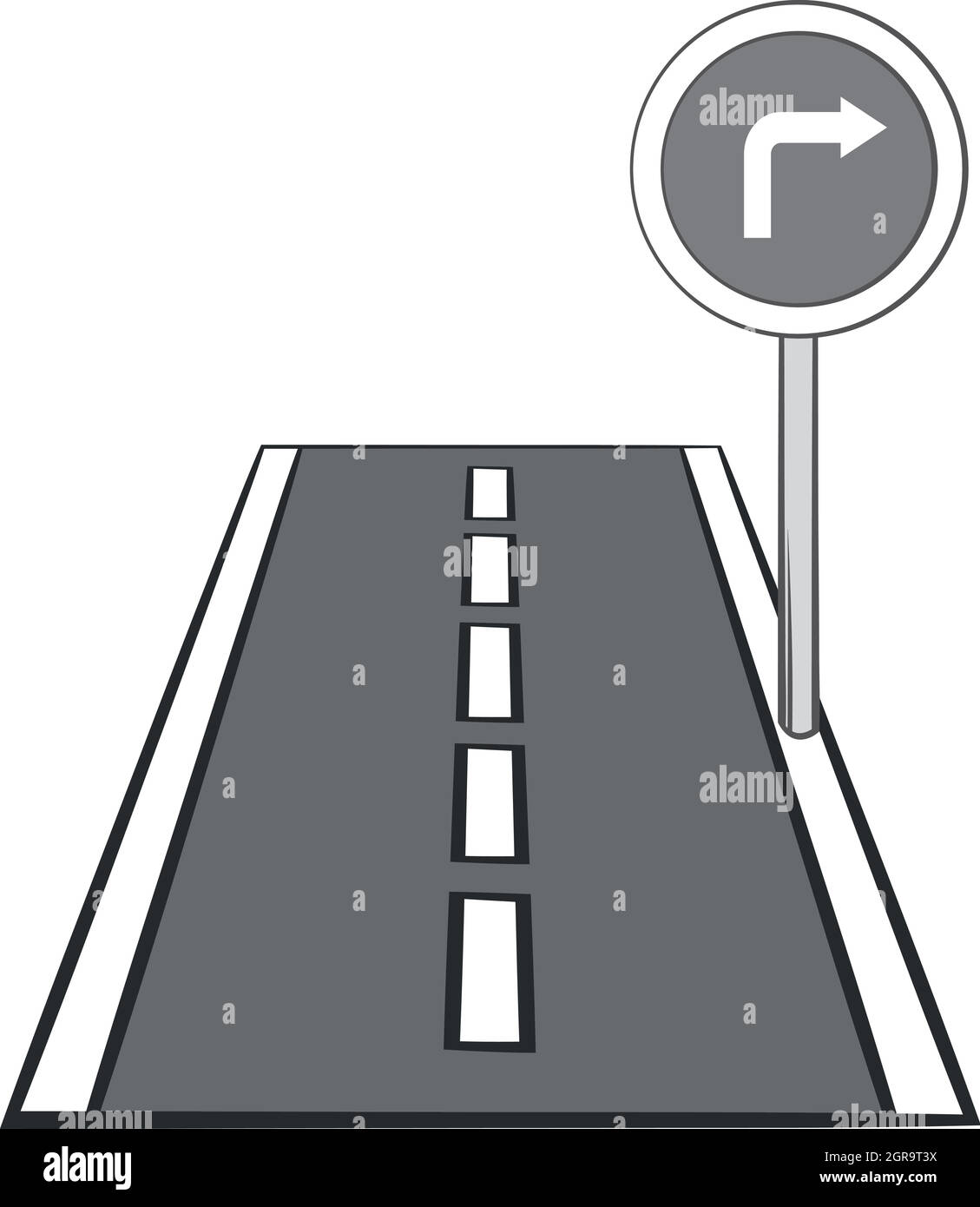 Road sign right turn icon, black monochrome style Stock Vector Image ...