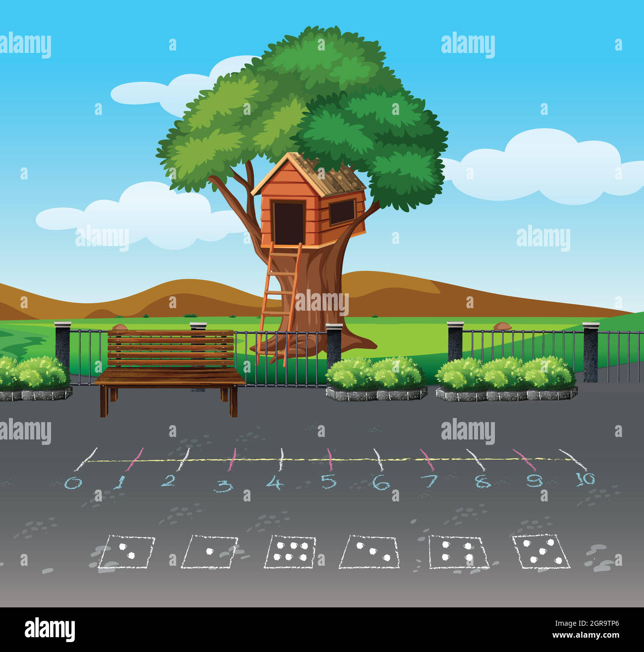 Child green landscape sky Stock Vector Images - Alamy