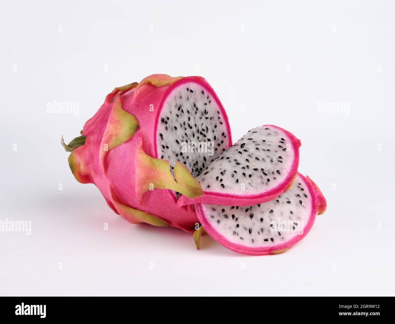 dragon fruit pitaya with cut isolated on white Stock Photo - Alamy