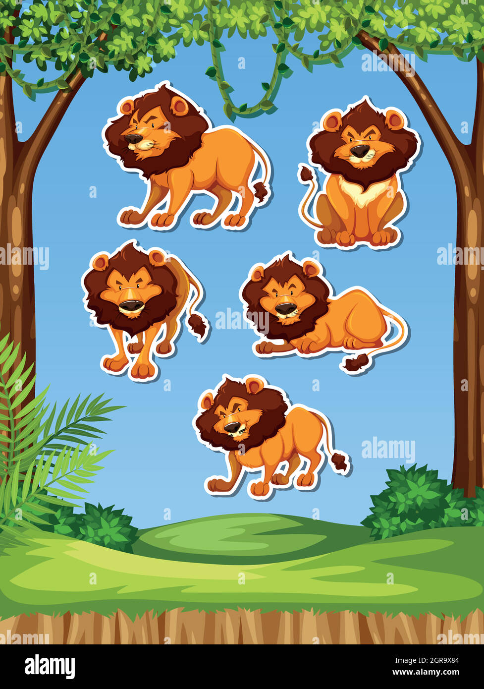 Lion cute animal in Stock Vector Images - Alamy