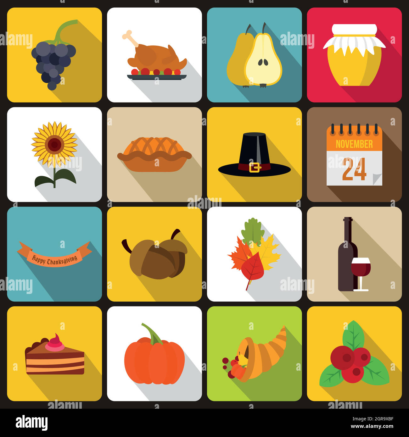 Thanksgiving icons set, flat style Stock Vector Image & Art - Alamy
