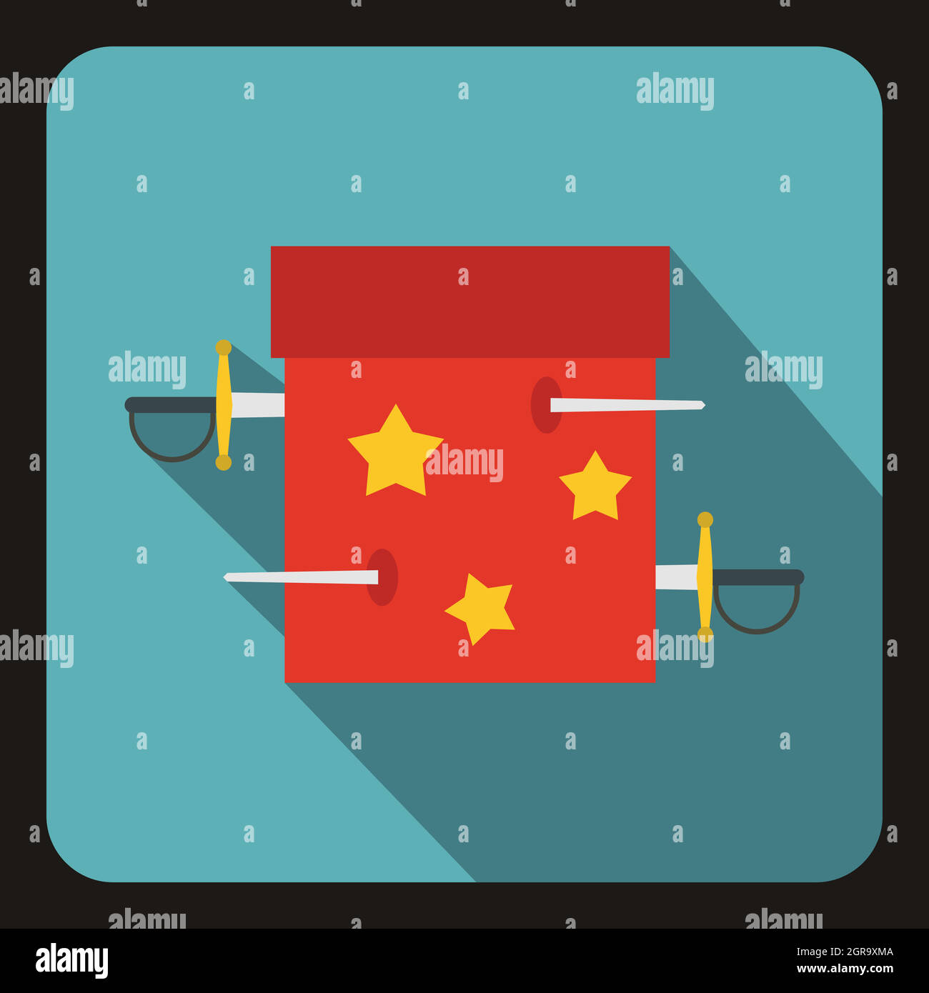 Box of tricks with daggers icon, flat style Stock Vector Image & Art ...