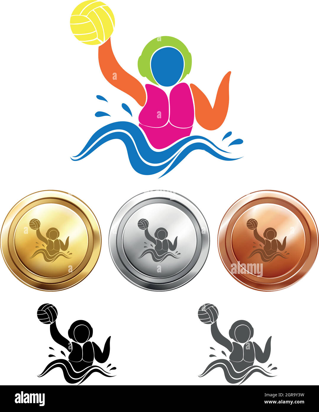 Water polo icon and sport medals Stock Vector Image & Art - Alamy