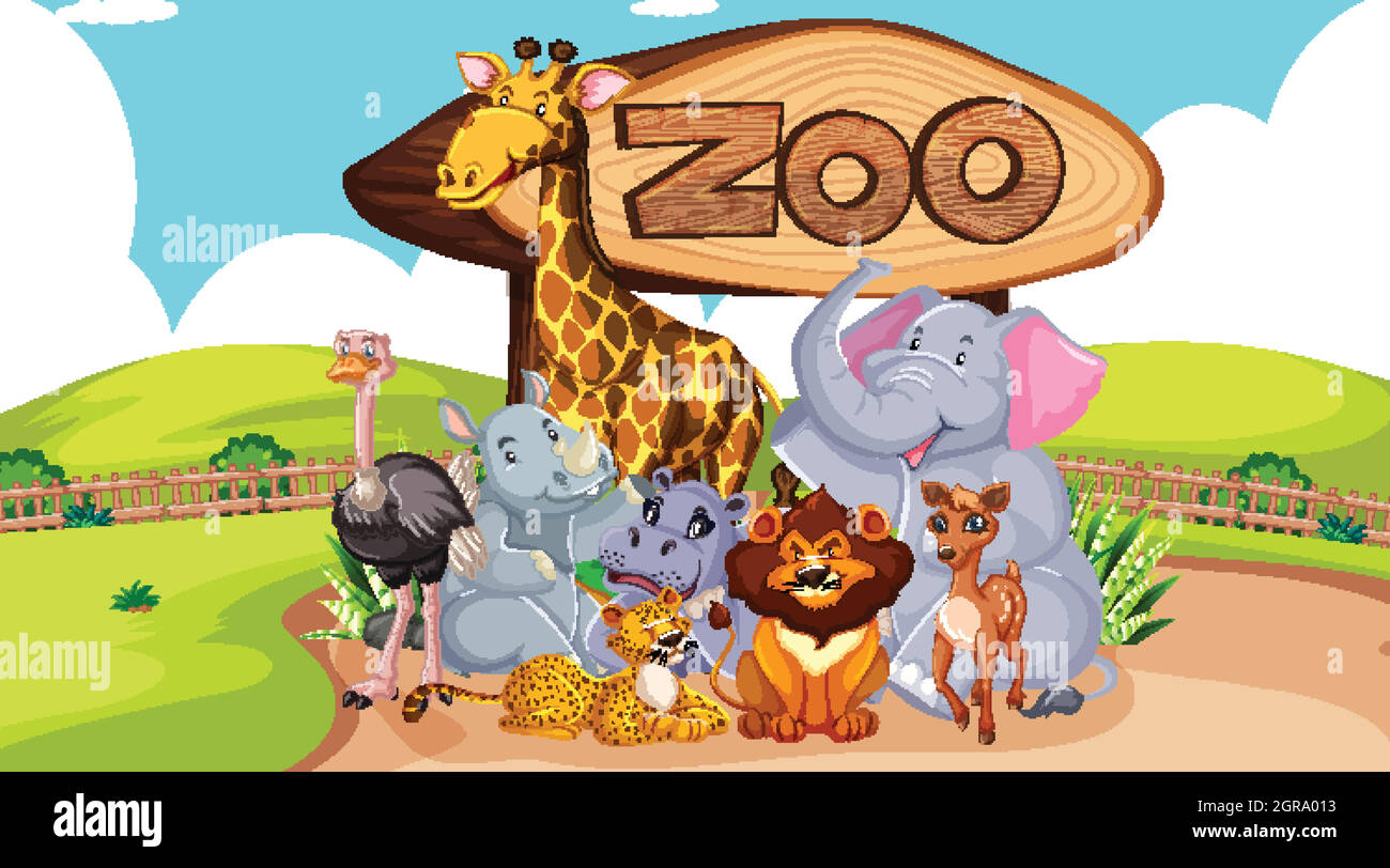 Group of animals with zoo sign Stock Vector Image & Art - Alamy