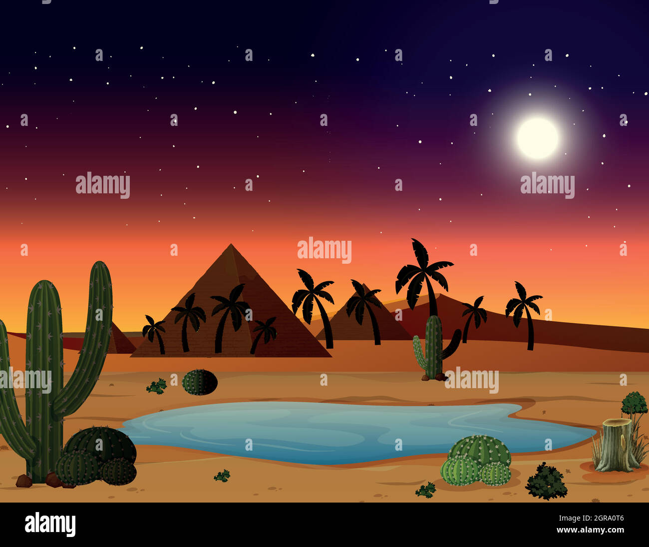 Night pond Stock Vector Images - Alamy