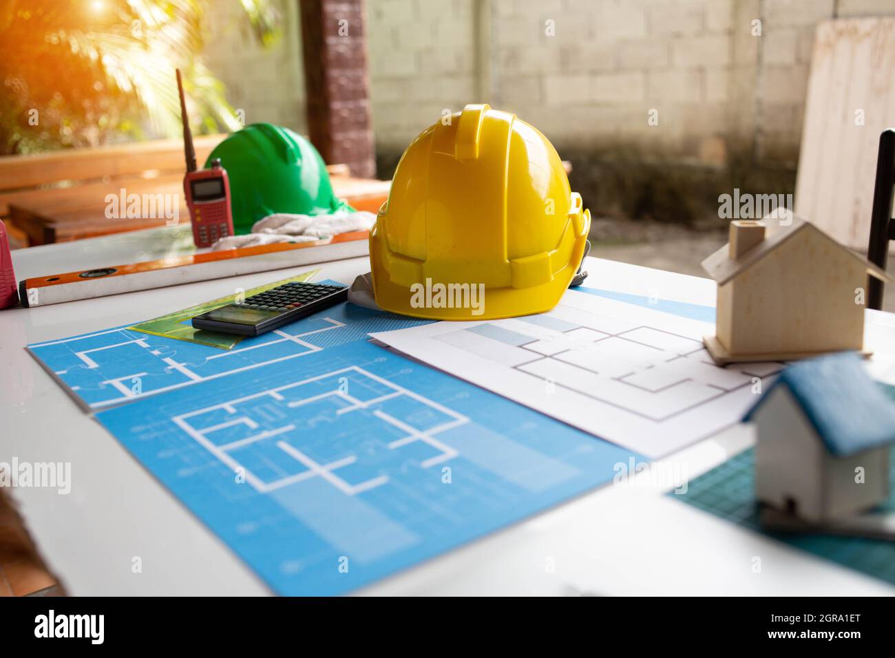Desk For Architectural Working Project In Construction Site,concept ...