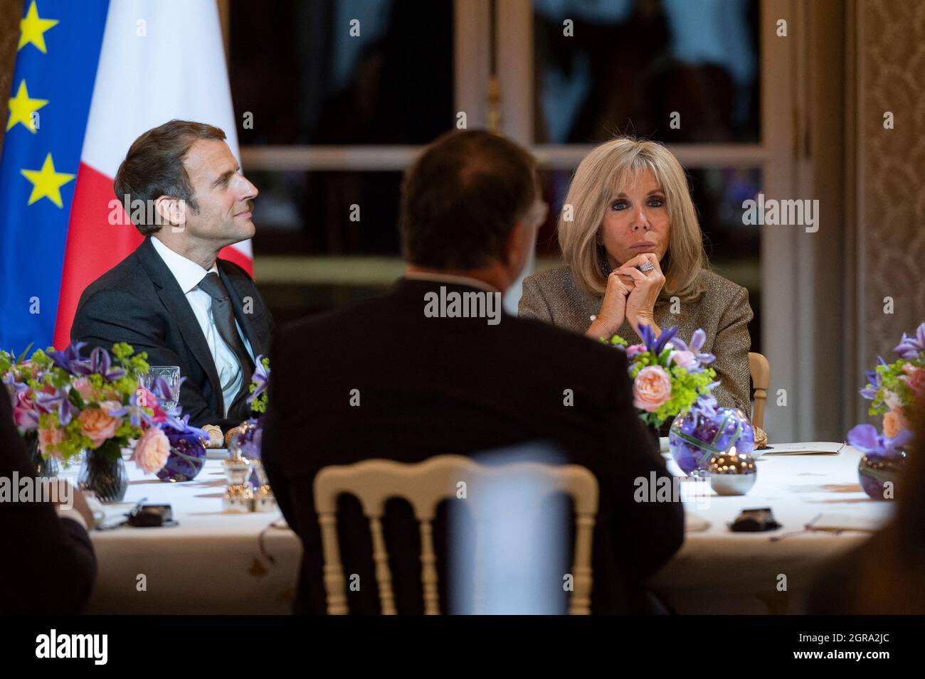 Paris, France. 30th Sep, 2021. President Emmanuel Macron along with his ...