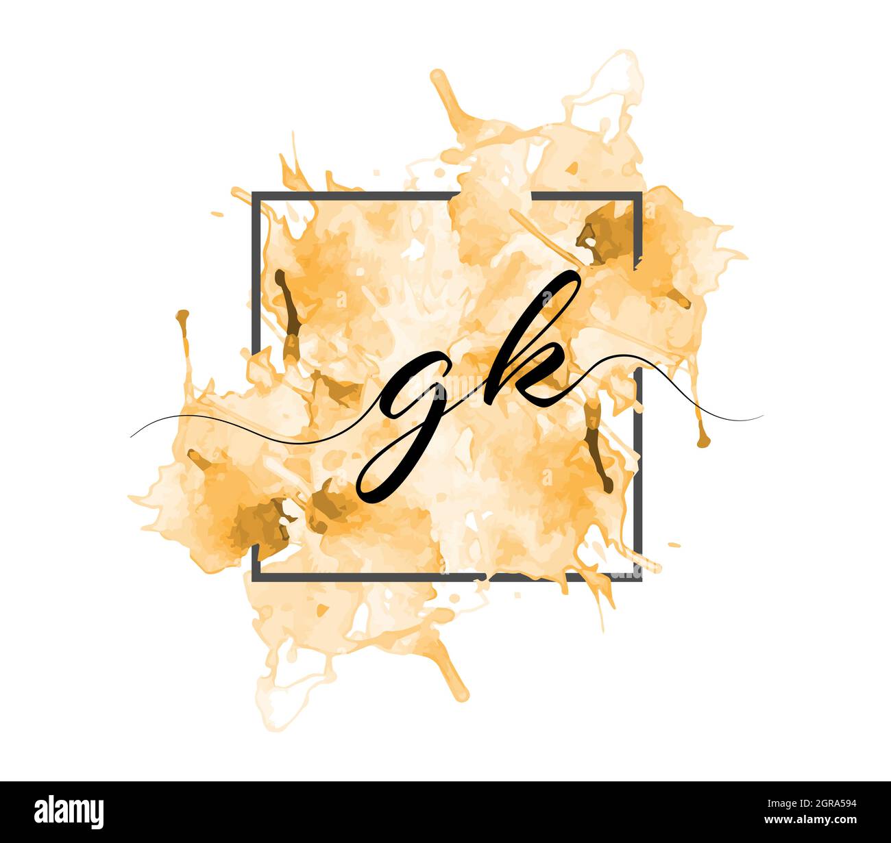 calligraphic lowercase letters G and K are written in a solid line on a ...