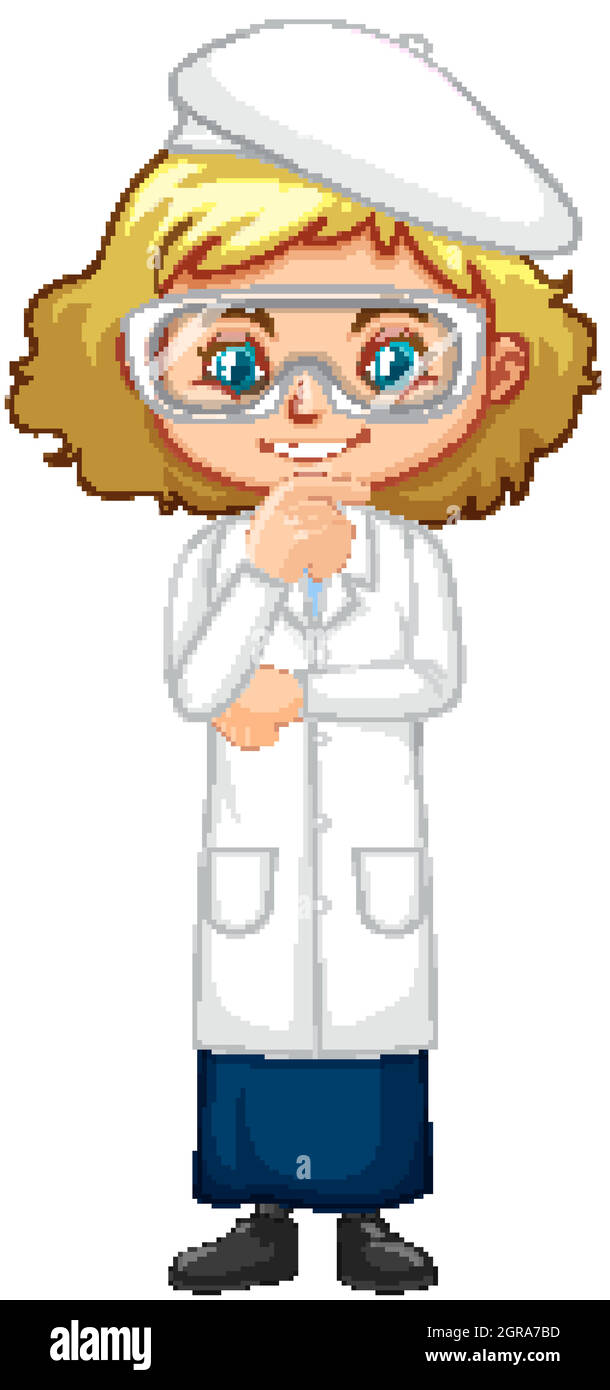 Girl in science gown standing on white background Stock Vector Image ...