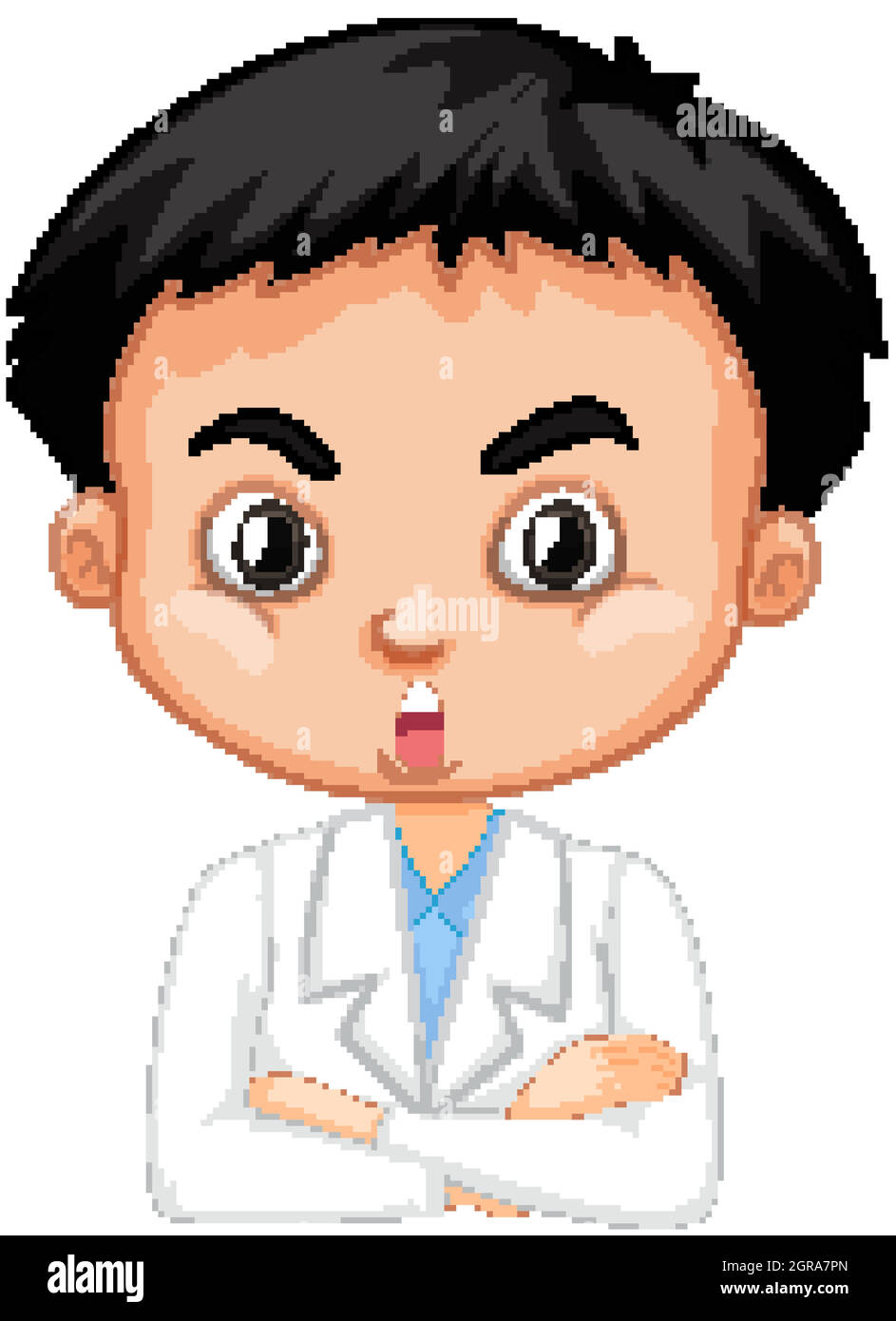 Cute boy in lab gown on white background Stock Vector Image & Art - Alamy