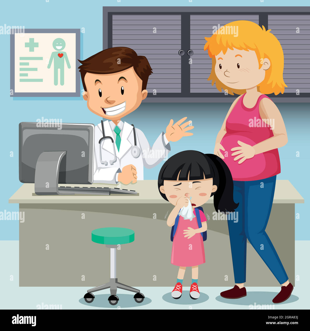 Sick mother with daughter Stock Vector Images - Alamy