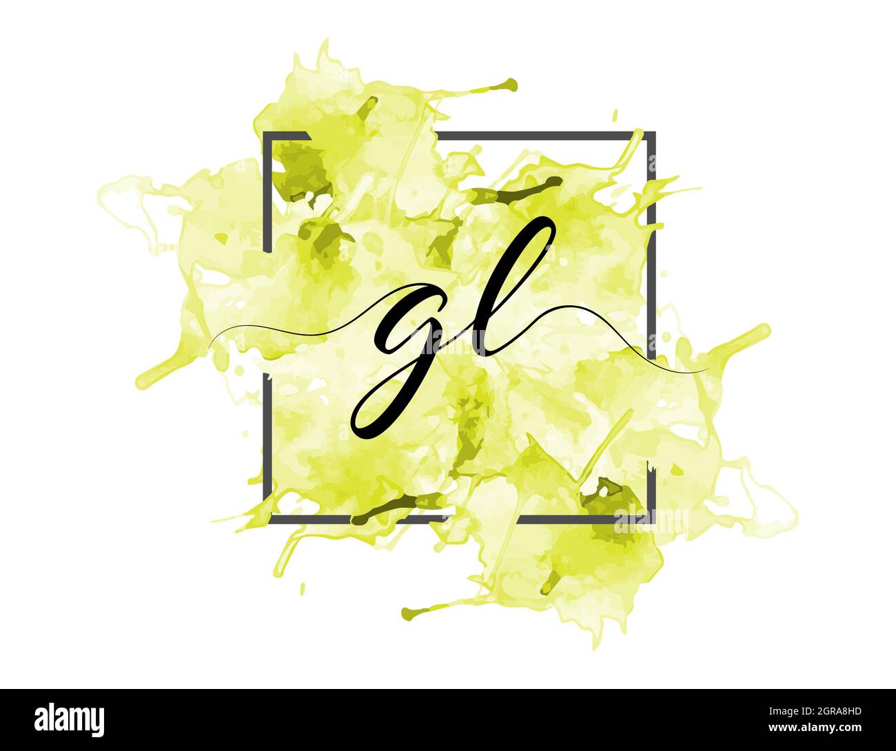 calligraphic lowercase letters G and L are written in a solid line on a ...