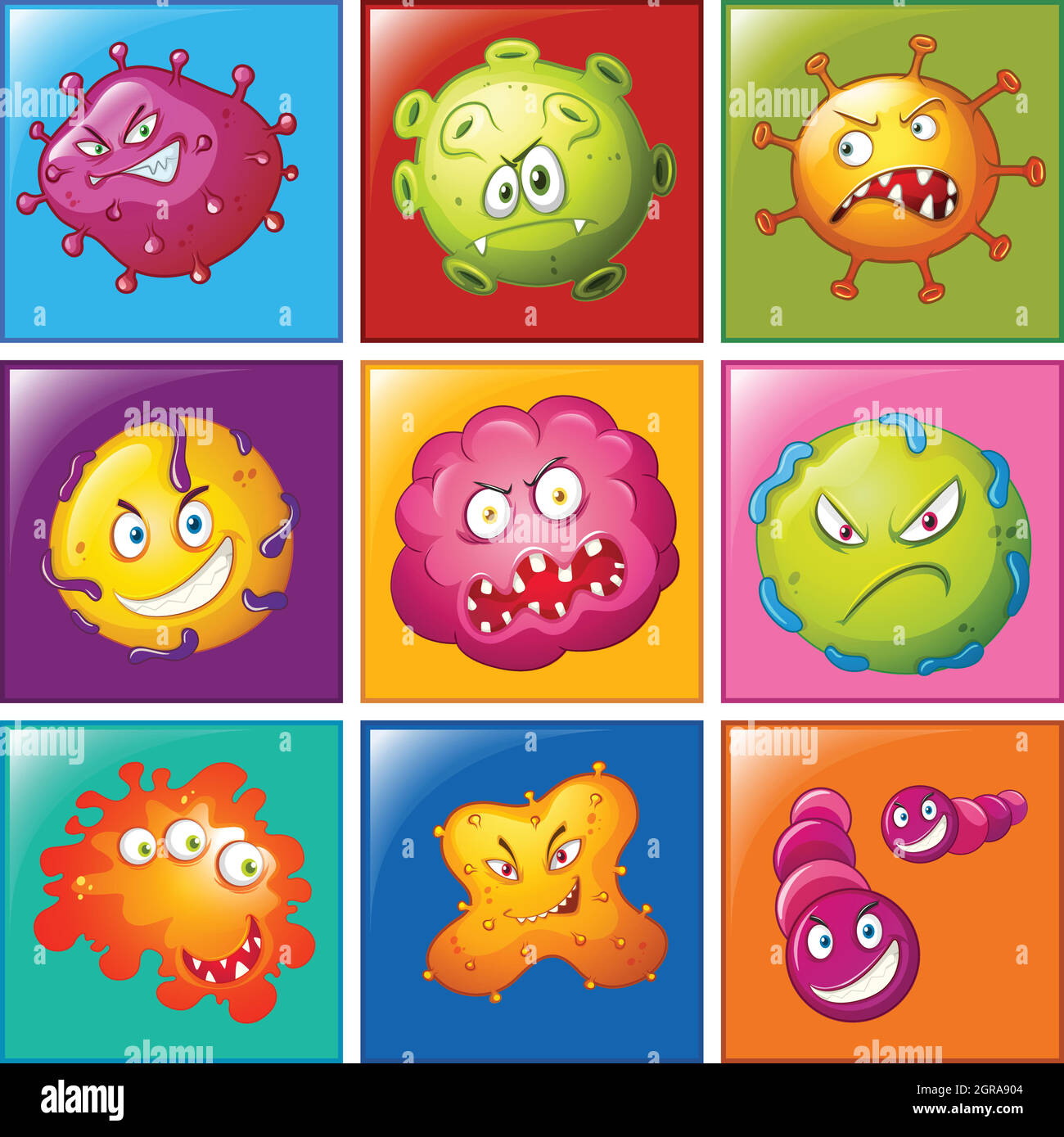 Happy face bacteria virus Stock Vector Images - Alamy