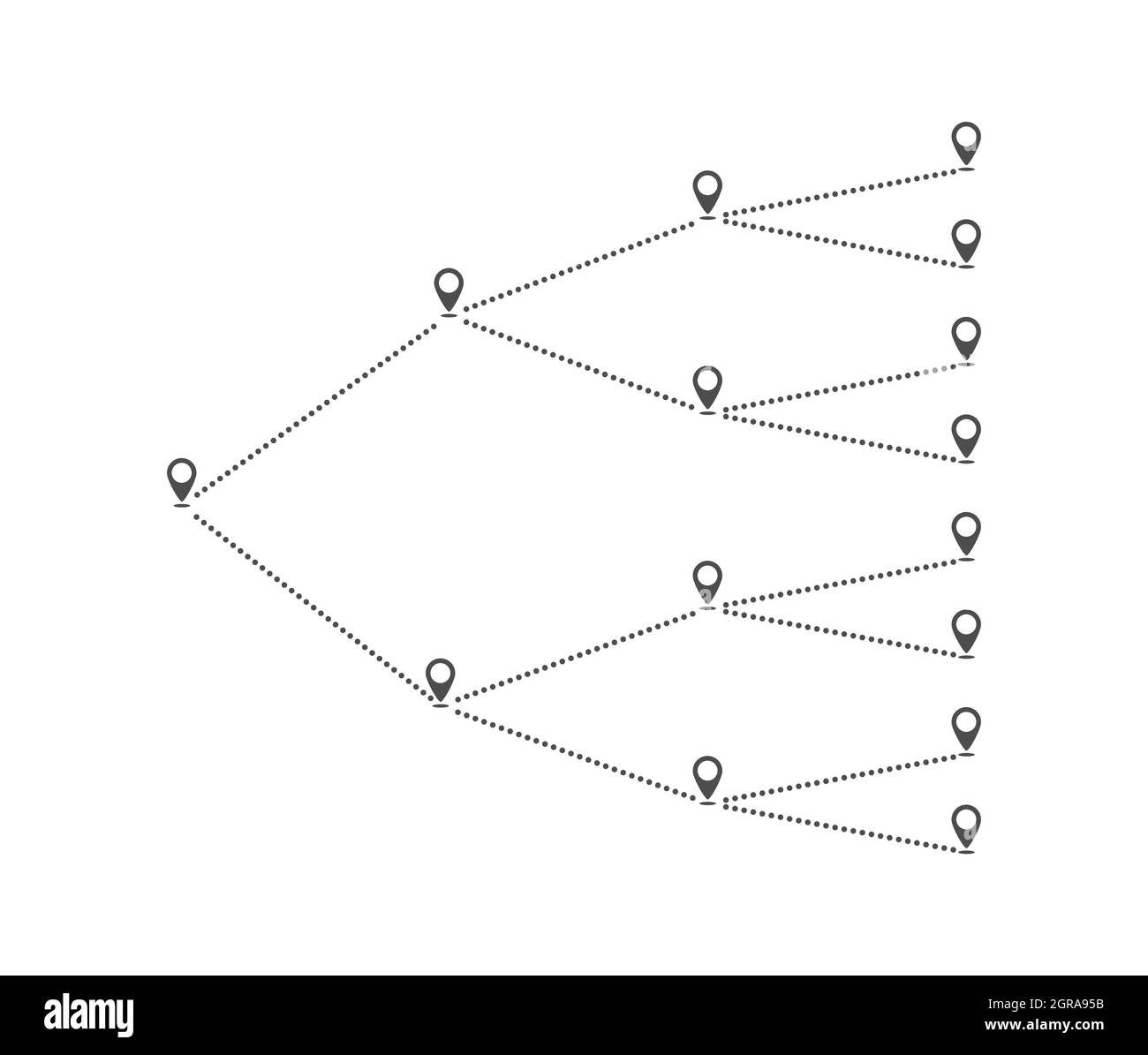 route path icon is a dotted line. A route with an extensive network of ...