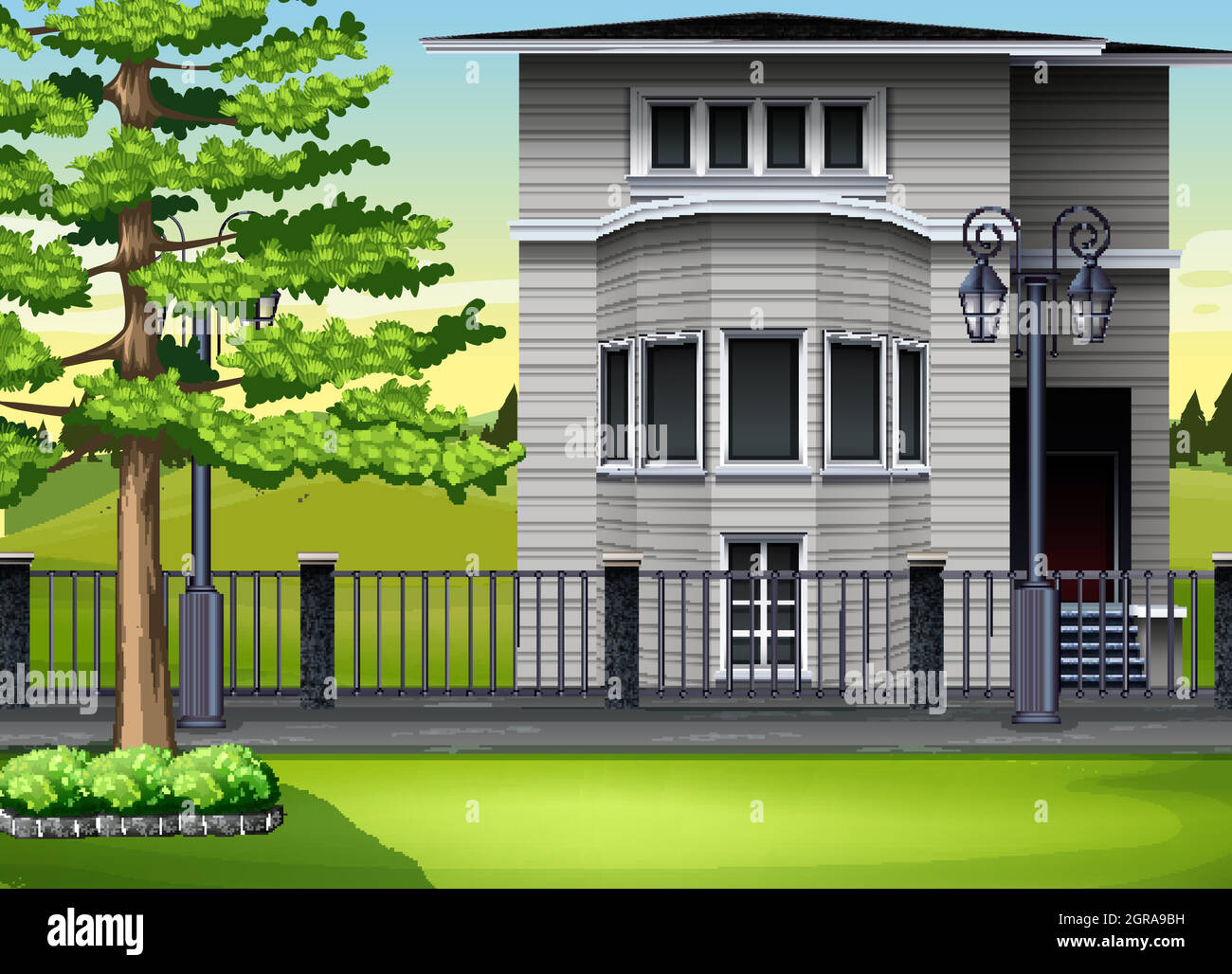 Modern house by the park Stock Vector Image & Art - Alamy