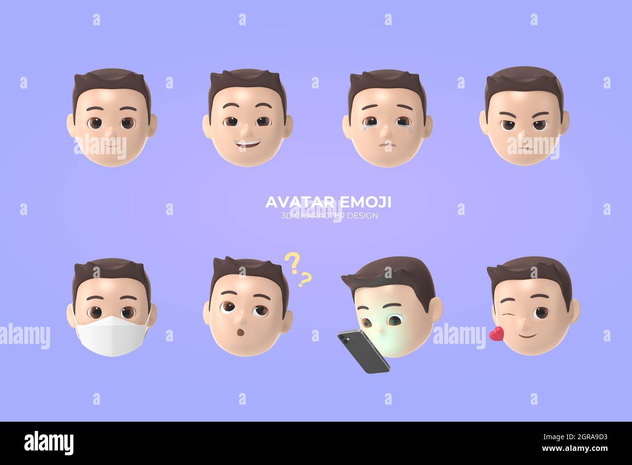 3D rendered avatar man character with emotions in metaverse, virtual ...