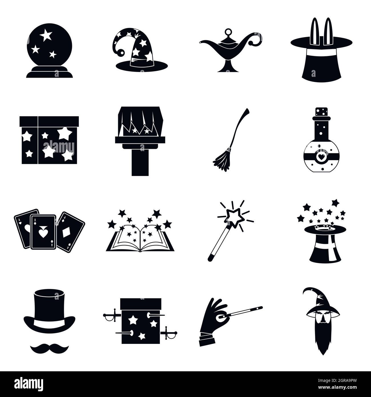 Magic set icons Cut Out Stock Images & Pictures - Alamy