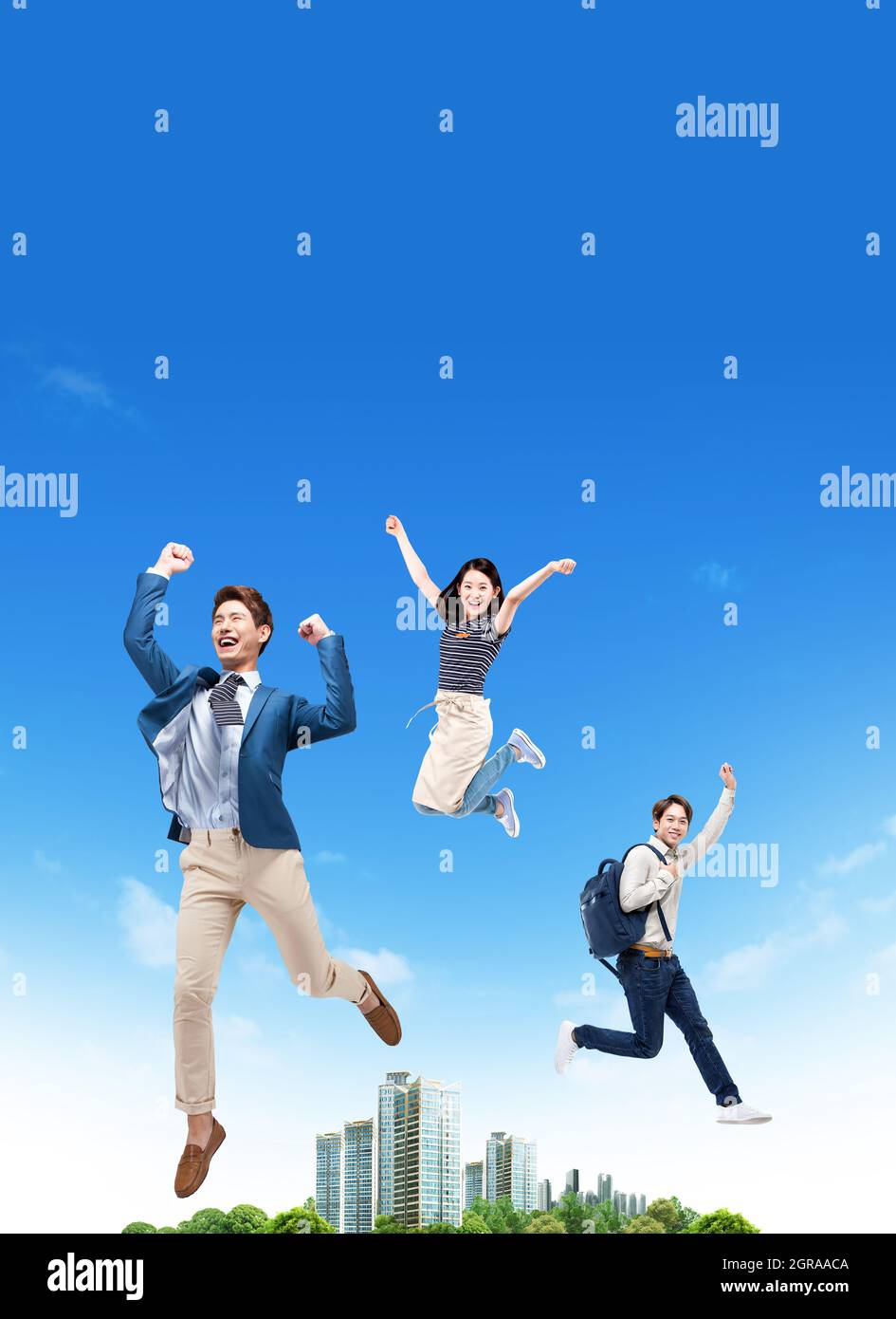 youth day, supporters poster with young people jumping high Stock Photo ...