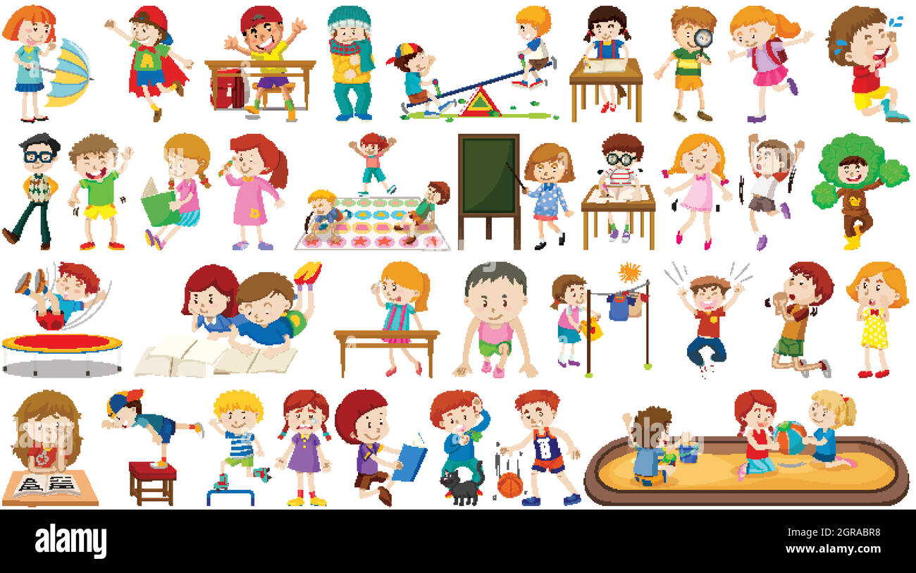 Set of cute kids cartoon character Stock Vector Image & Art - Alamy