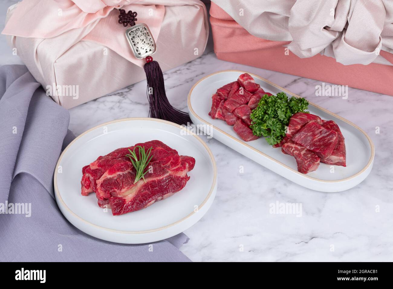 beef gift set for holidays, typical Korean holiday pack Stock Photo - Alamy