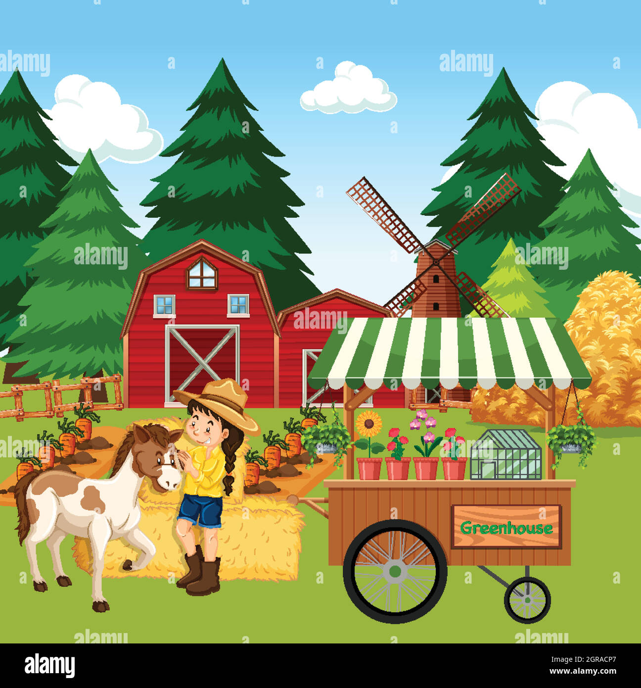 People and animals on the farm Stock Vector Images - Alamy