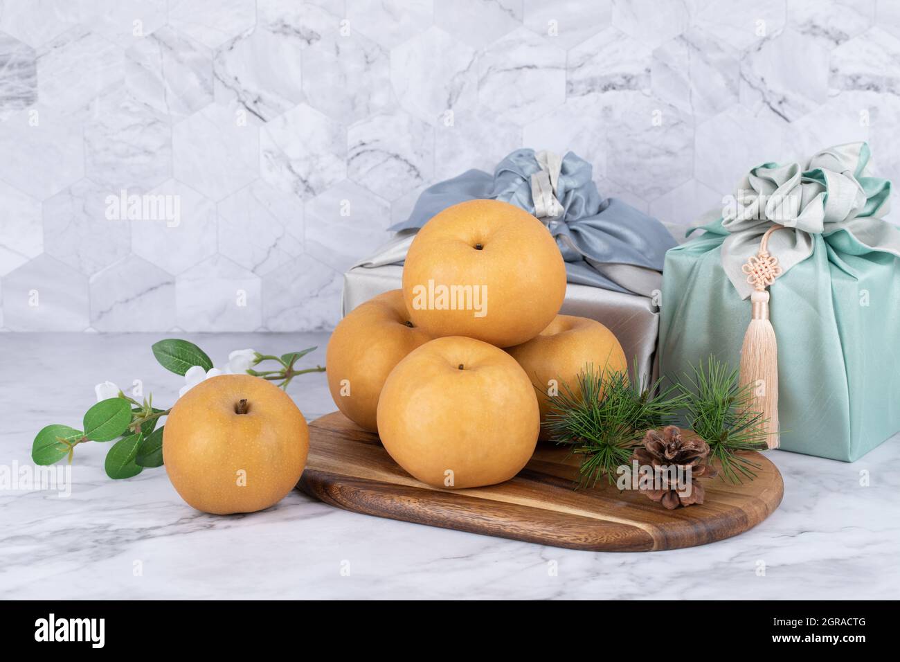 premium pear, typical holiday gift in Korea Stock Photo - Alamy