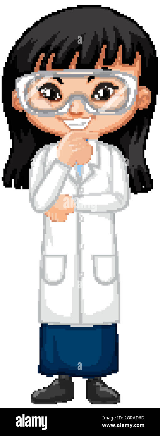 Cute girl in science gown on white background Stock Vector Image & Art ...