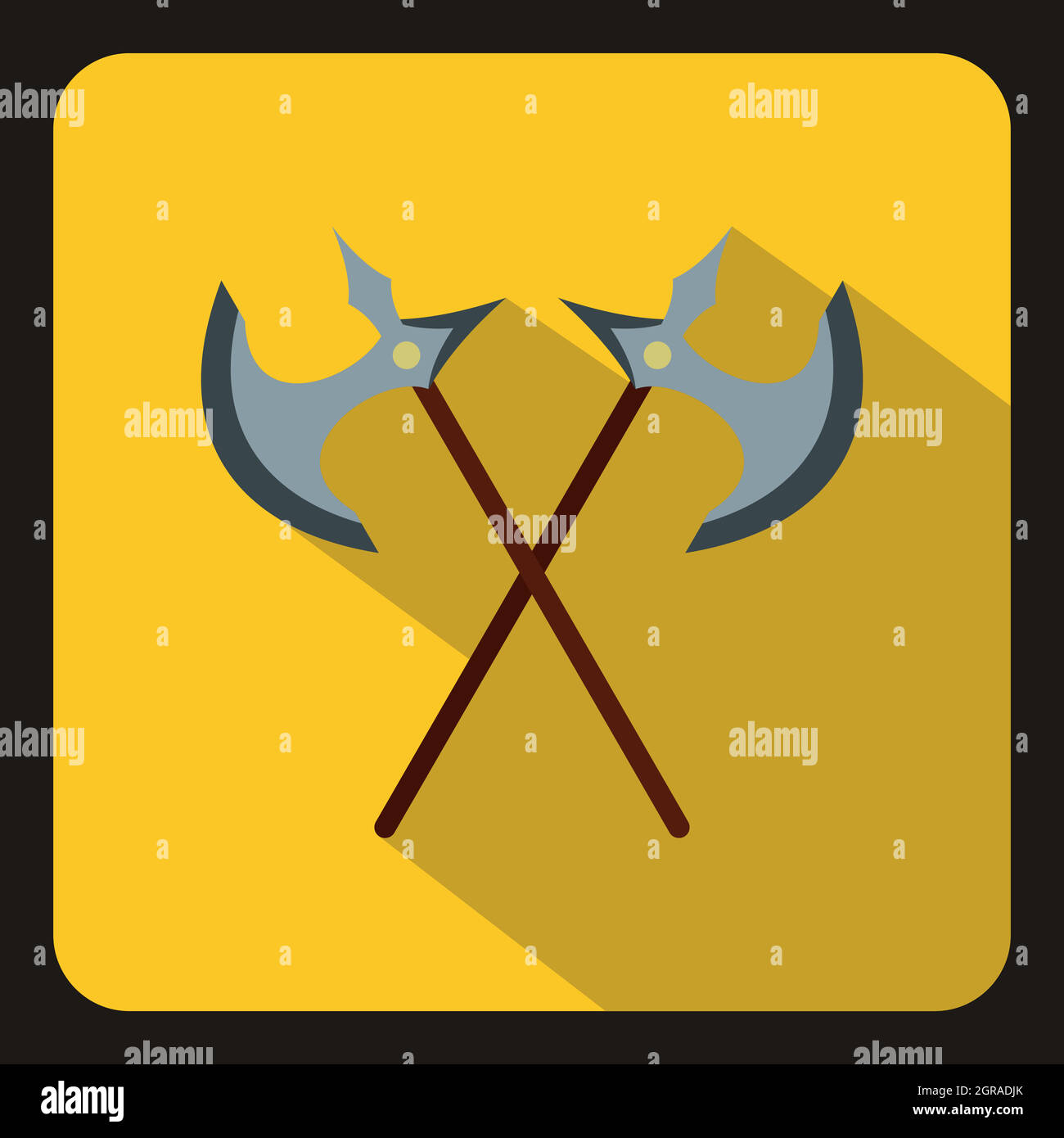 Crossed ancient battle axes icon, flat style Stock Vector Image & Art ...