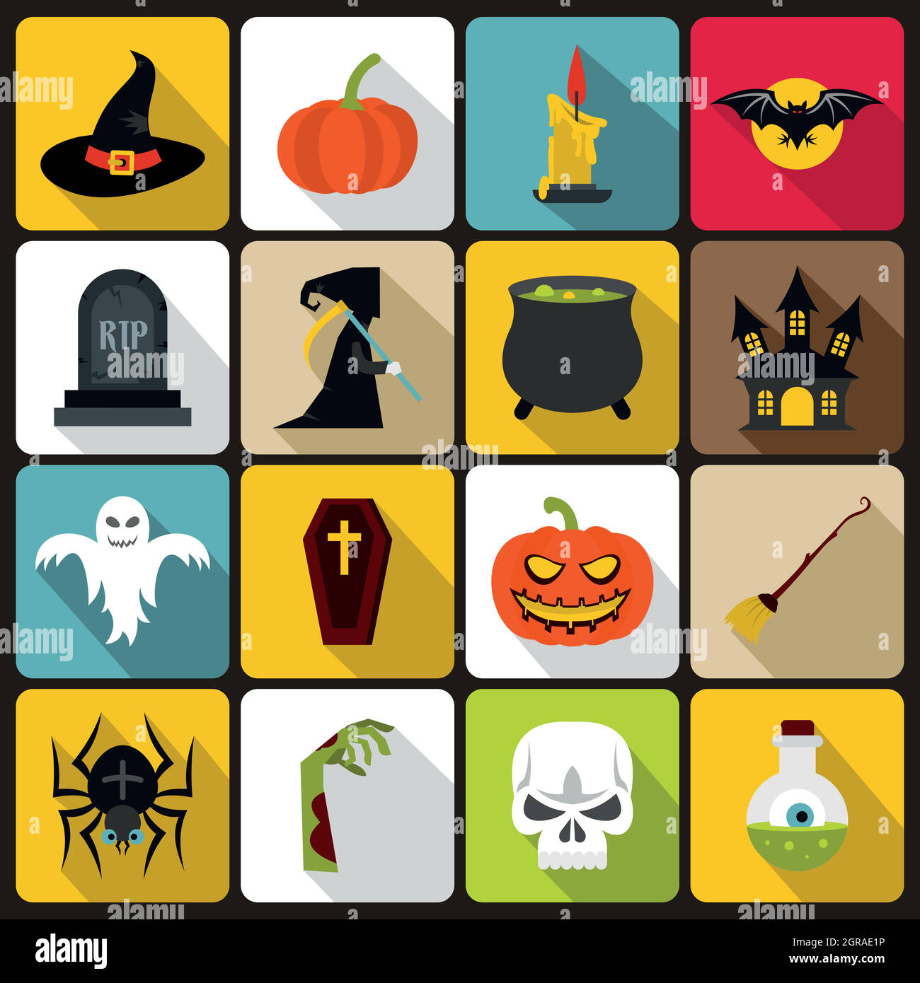 Spider skull flat style Stock Vector Images - Alamy