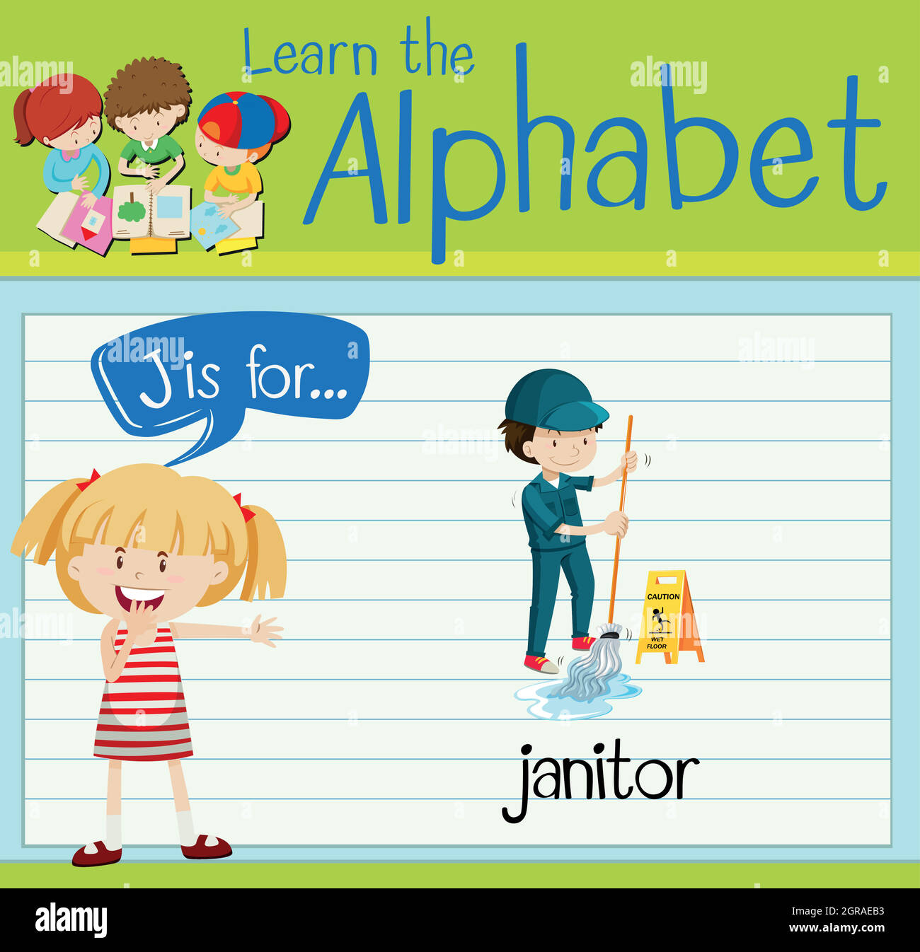 Flashcard letter J is for janitor Stock Vector Image & Art - Alamy
