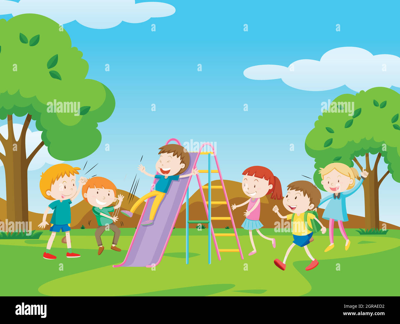 Little girl slide Stock Vector Images - Alamy