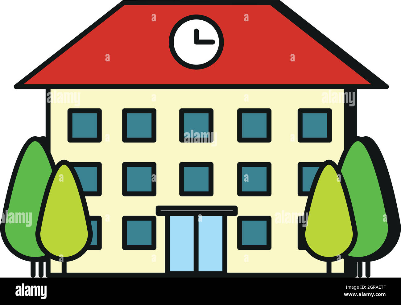 Red building trees Stock Vector Images - Alamy